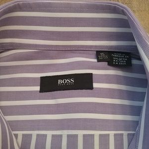 Hugo Boss | Shirts | Hugo Boss Purple And White Stripe Dress Shirt ...